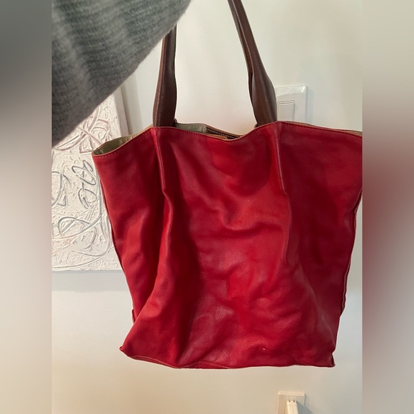 Sondra Roberts | Bags | Sondra Roberts Red Leather Tote Bag | Poshmark